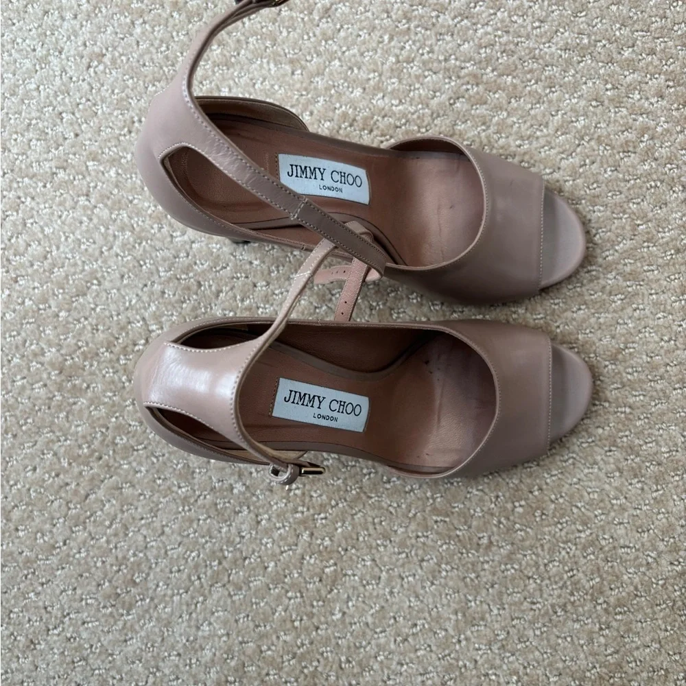 Jimmy Choo | Shoes | Jimmy Choo Nude Peep Toe Heels | Poshmark